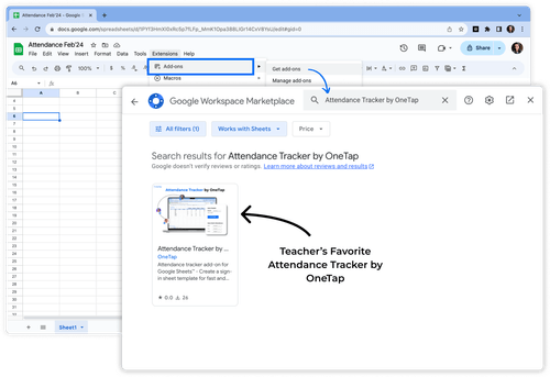 Attendance Tracker for Google Sheets™ | OneTap